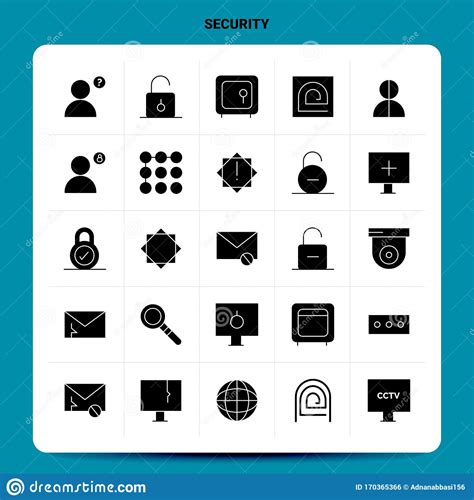 Solid 25 Security Icon Set Vector Glyph Style Design Black Icons Set Stock Vector