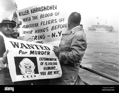 Krushchev Demonstration New York 19 September 1960 Anti Communist Demonstratiors Wave