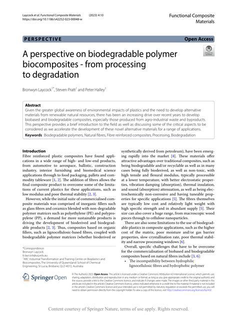 Pdf A Perspective On Biodegradable Polymer Biocomposites From
