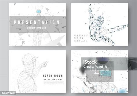 프레 젠 테이 션 슬라이드의 편집 레이아웃의 최소한의 추상적인 벡터 일러스트 레이 션 디자인 비즈니스 템플릿 가상 현실 안경 남자입니다 추상 Vr 미래 기술 개념 0명에