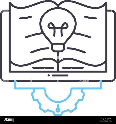 Digital Knowledge Learning Line Icon Outline Symbol Vector Illustration Concept Sign Stock