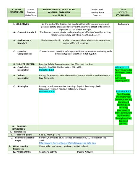Detailed Lesson Plan Science 3 Pdf Learning Curriculum