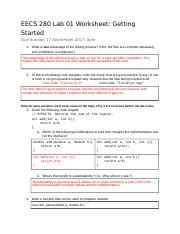 EECS Lab Worksheet Docx EECS Lab Worksheet Getting Started Due Sunday