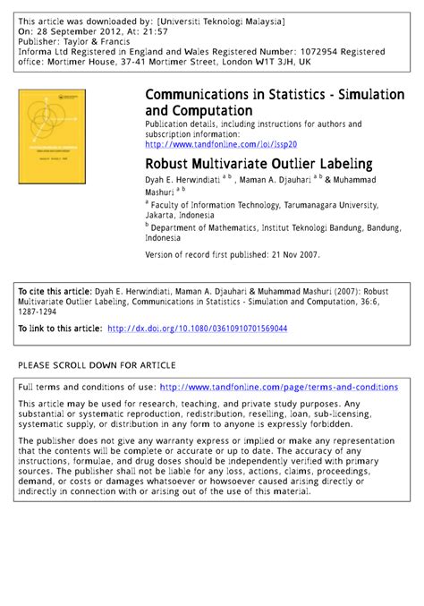 Pdf Robust Multivariate Outlier Labeling