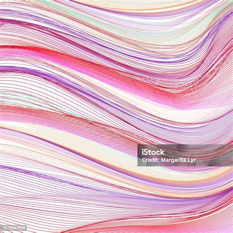 마젠타 핑크 퍼플 보라색 물결 모양의 얇은 곡선 줄무늬 패턴이 있는 여러 가지 색상의 배경 벡터 라인 아트 디자인 동적 물결 선 그물 질감 창의적인 개념을 위한 추상적인