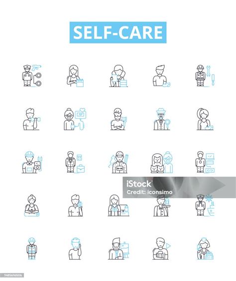 셀프 케어 벡터 라인 아이콘이 설정되었습니다 건강 위생 운동 마음챙김 명상 수면 영양 그림 개요 개념 기호 및 기호 가꿔주기에 대한 스톡 벡터 아트 및 기타 이미지 Istock