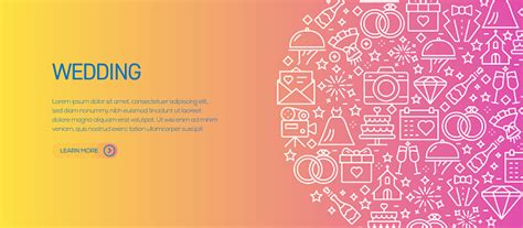 라인 아이콘웨딩 관련 배너 템플릿 광고 헤더 웹 사이트에 대한 현대 벡터 그림 꽃 식물에 대한 스톡 벡터 아트 및 기타 이미지 꽃 식물 배너 표지판 웹 배너 Istock