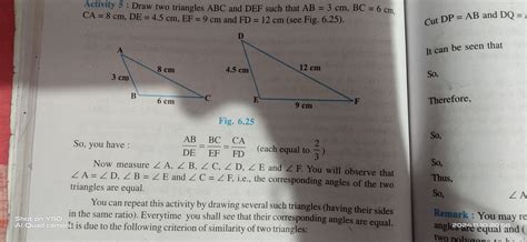 Activity 5 Draw Two Triangles Abc And Def Such That Ab3 Cmbc6 Cm Ca