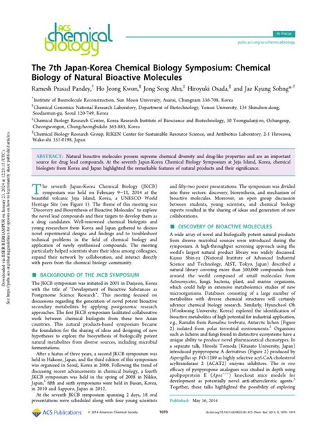Pandey Et Al 2014 The 7th Japan Korea Chemical Biology Symposium