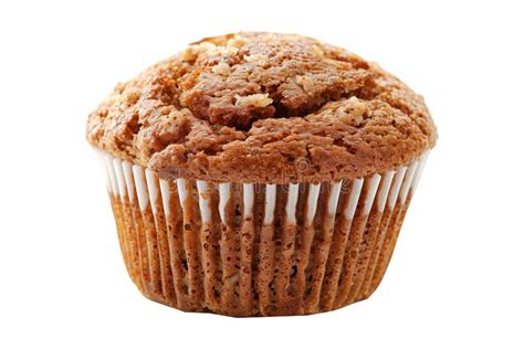 A Freshly Baked And Fluffy Bran Muffin Or Cupcake Isolated On White