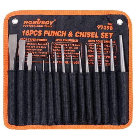 Nvnoo Punch And Chisel Set Including Taper Punch Cold Chisels Pin Punch Center Punch For