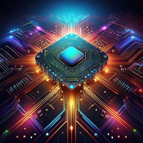Chip Microchip Electronic Circuit Board Close Up Central Computer Processors Generative AI