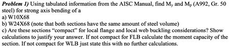 Solved Problem 1 Using Tabulated Information From The Aisc