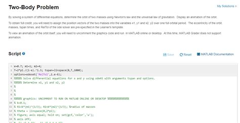 Solved Two Body Problem My Soluti By Solving A System Of Chegg Com
