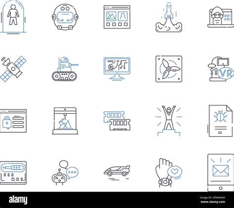 Cybersecurity Outline Icons Collection Cybersecurity Hacking Malware Encryption Phishing