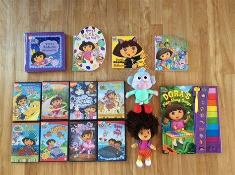 Huge Dora The Explorer Dvds Books Dora Boots Plush Dolls 15 Pc Lot