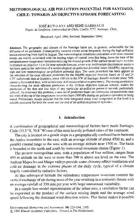 Pdf Meteorological Air Pollution Potential For Santiago Chile Towards An Dokumen Tips