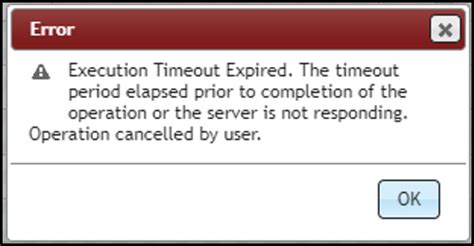 transaction or execution timeout