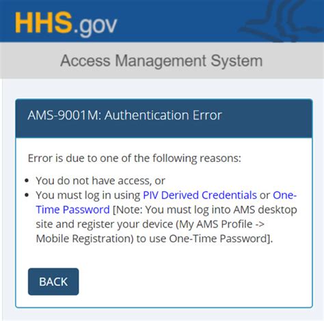 hhs ams how to access an application using one time password otp