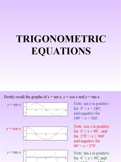 Trigonometric Equations Trigonometric Functions Sine