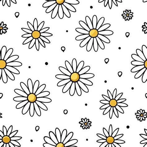 데이지 꽃 패턴 프리미엄 Ai 생성 벡터