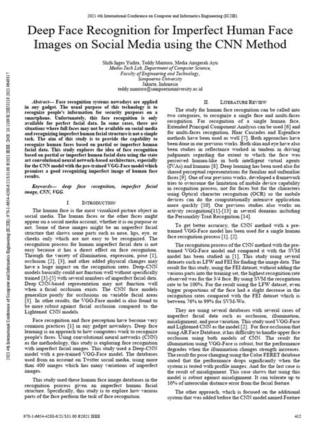 Deepfacerecognitionforimperfecthumanfaceimagesonsocialmediausingthecnnmethod Pdf