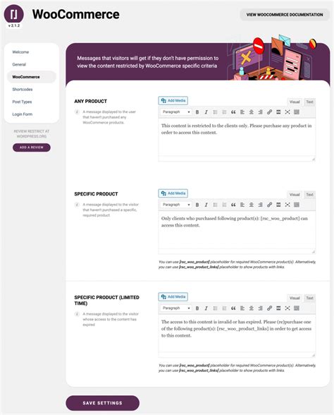 WooCommerce Integration Restricted Content For WordPress