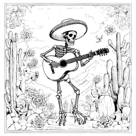Premium Vector Sketch Day Of The Dead Dia De Los Muertos Skeleton In