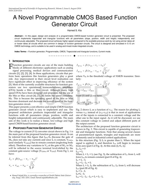 Pdf A Novel Programmable Cmos Based Function Generator Circuit
