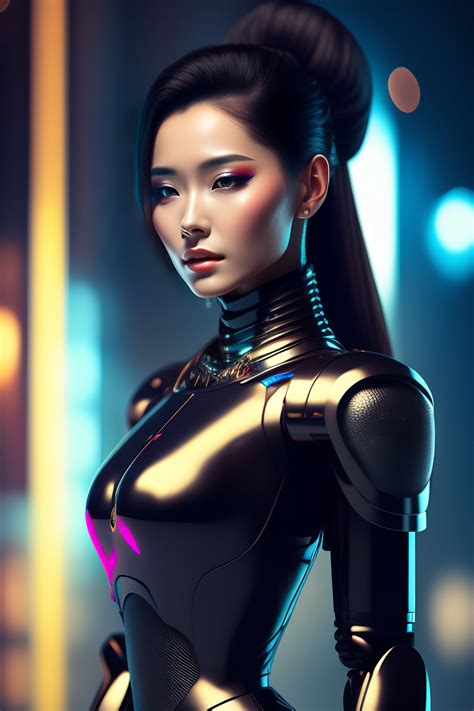 Lexica Techno Magic Female Android Robot Side Portrait Realistic