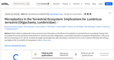 Microplastics In The Terrestrial Ecosystem Implications For Lumbricus