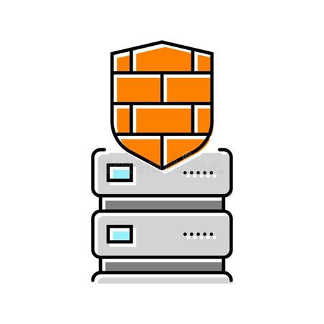 Security Firewall Data Center Color Icon Vector Illustration Stock