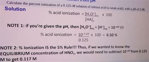 Answered Calculate The Percent Ionization Of A 0 125 M Solution Of Nitrous Acid A Weak Acid