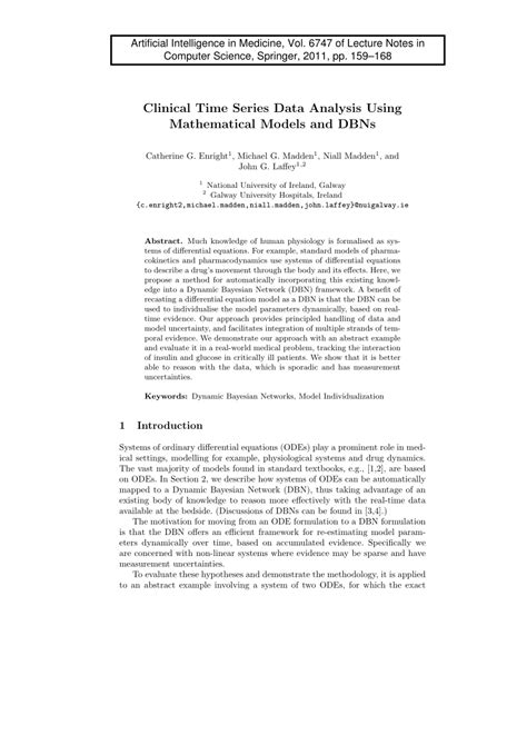 Pdf Clinical Time Series Data Analysis Using Mathematical Models And Dbns