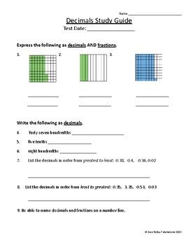 Decimal Test And Study Guide By Fabulessons TPT