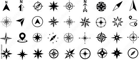 Compass Icon Collection Compass Vector Illustrations For Map Travel