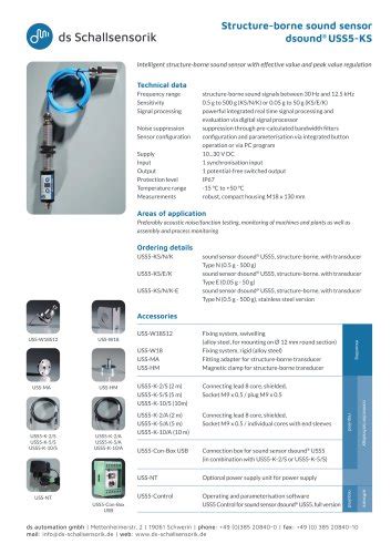 Structure Borne Noise Sound Sensor Dsound® Uss4 Ks Ds Automation Gmbh