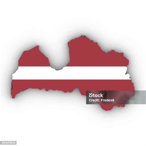 라트비아 지도 개요 그림자 3d 일러스트 화이트에 라트비아어 플래그 3차원 형태에 대한 스톡 사진 및 기타 이미지 3차원 형태 고립 색상 국가 지리적 지역 Istock