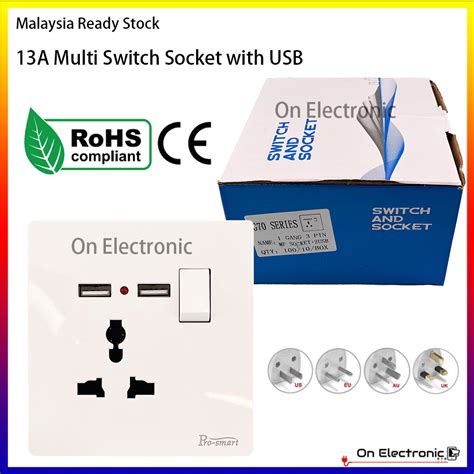 13a Universal Switch Socket Multi Wall Switch Socket With Double 2 1a Usb 万能开关插座带2 Usb Shopee