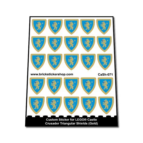 Custom Stickers Fits Lego Crusader Triangular Shields Gold