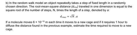 Solved B In The Random Walk Model An Object Repeatedly