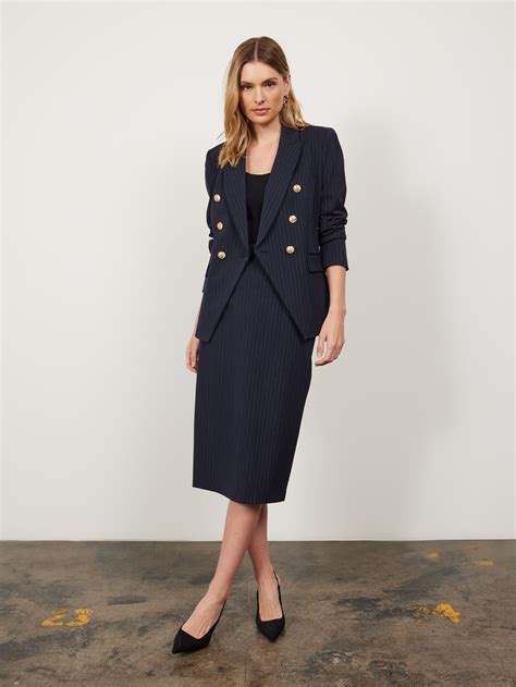 Take Risks Pinstripe Suit Pencil Skirt