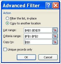 Using The Advanced Filter In Excel