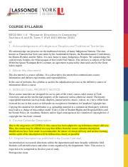 EECS1001 F21W22 CourseSyllabus V1 Pdf COURSE SYLLABUS EECS1001 1 0 Research Directions In