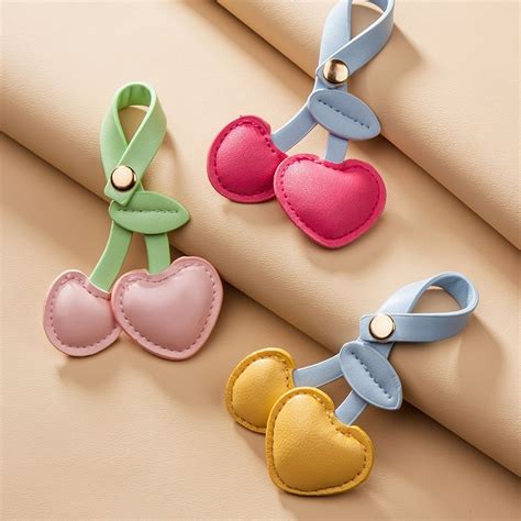 Colorful Pu Leather Cherry Key Ring Sweet Fruit Key Chains Girl Handbag