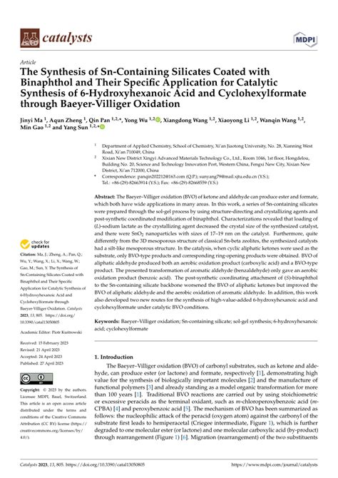 Pdf The Synthesis Of Sn Containing Silicates Coated With Binaphthol