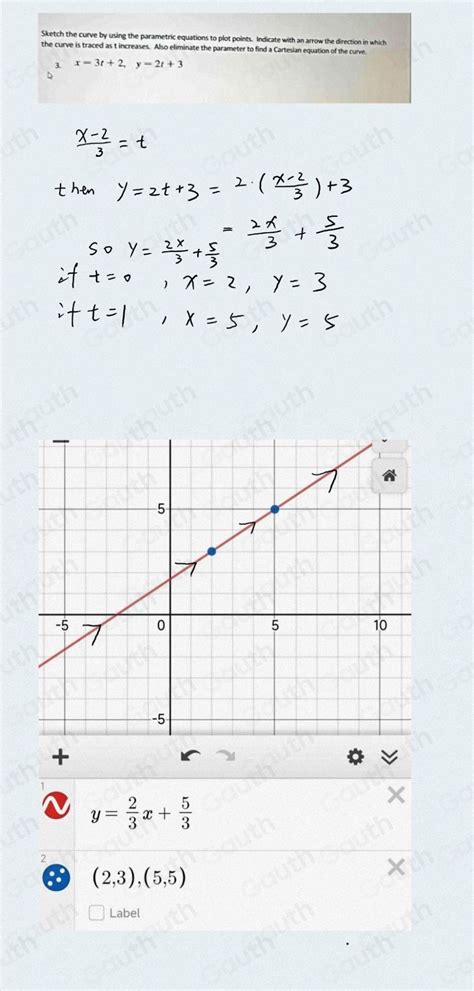 Solved Sketch The Curve By Using The Parametric Equations To Plot Points Indicate With An