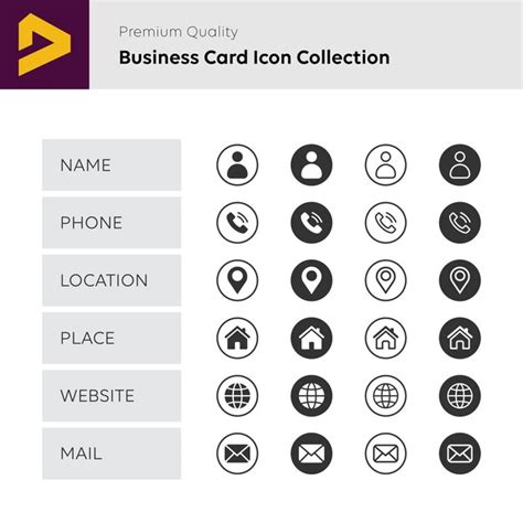 Colección De íconos De Tarjetas De Visita Vector Premium