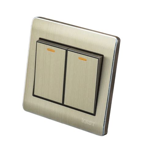 Home Wall Switch Socket 86 Type Concealed Gold Two Open Double Control Switch Panel 10A PC110