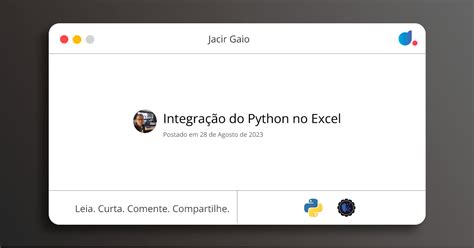 Integração Do Python No Excel Jacir Gaio Python Machine Learning
